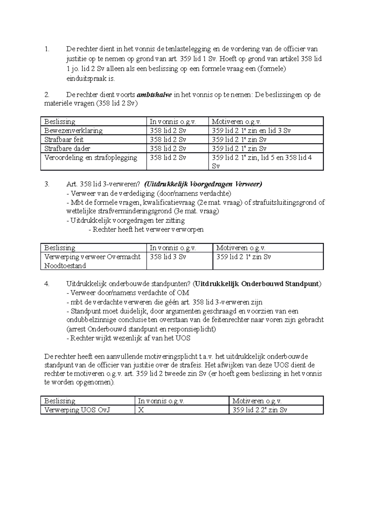 Stappenplan Motiveren en Beslissen - De rechter dient in het vonnis de ...