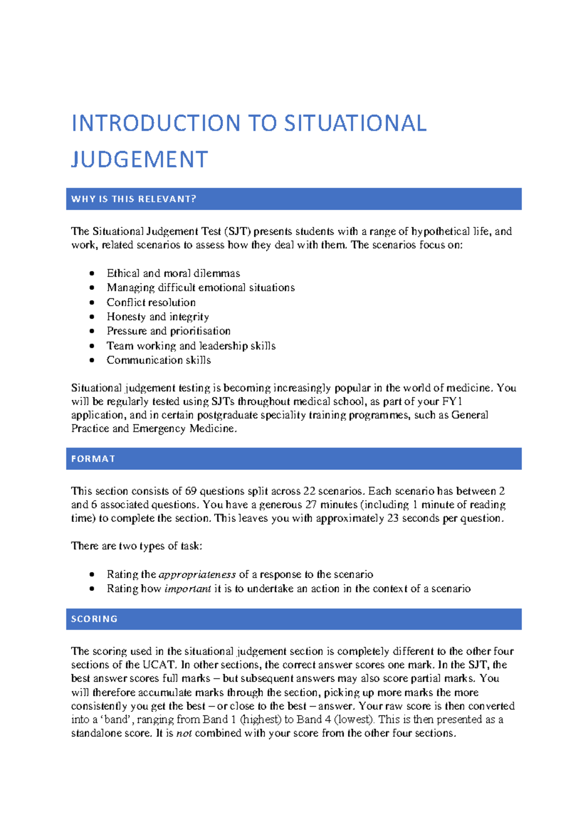 Intro to SJ Student - INTRODUCTION TO SITUATIONAL JUDGEMENT WHY IS THIS ...