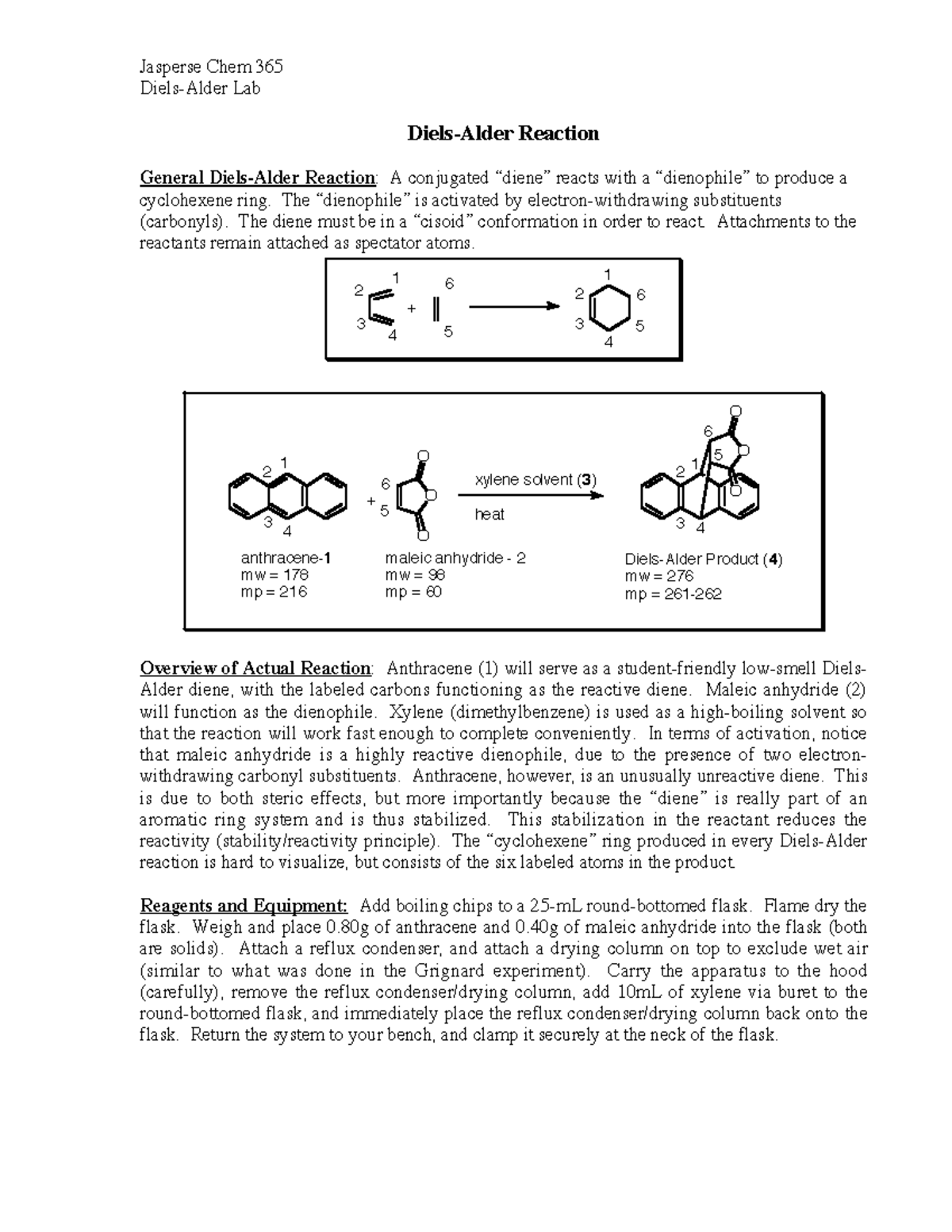 Diels-Alder - Detail of diels alder reaction with mechanism - Jasperse ...