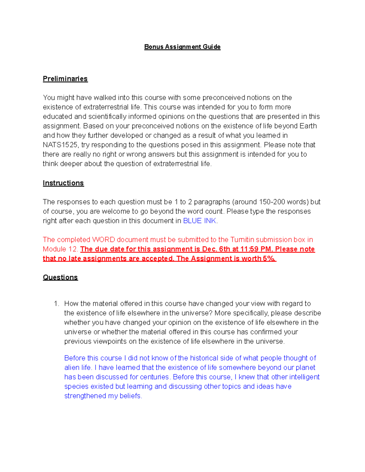 Bonus Assignment Guide - Bonus Assignment Guide Preliminaries You might ...