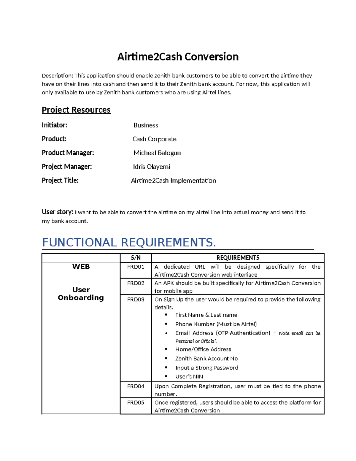 Airtime 2Cash FRD - Software testing - Airtime2Cash Conversion ...