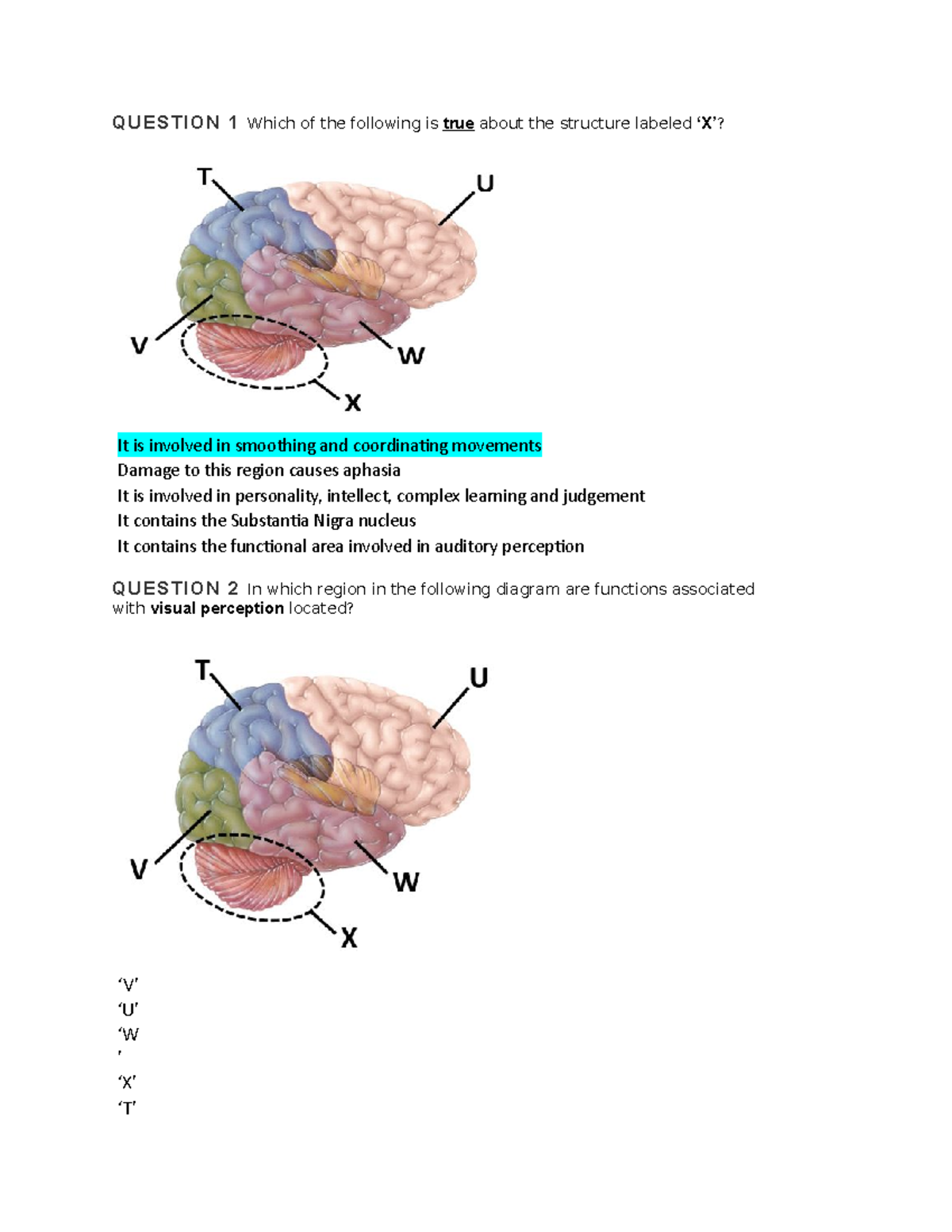 Test 1 2020, questions and answers - QUESTION 1 Which of the following ...