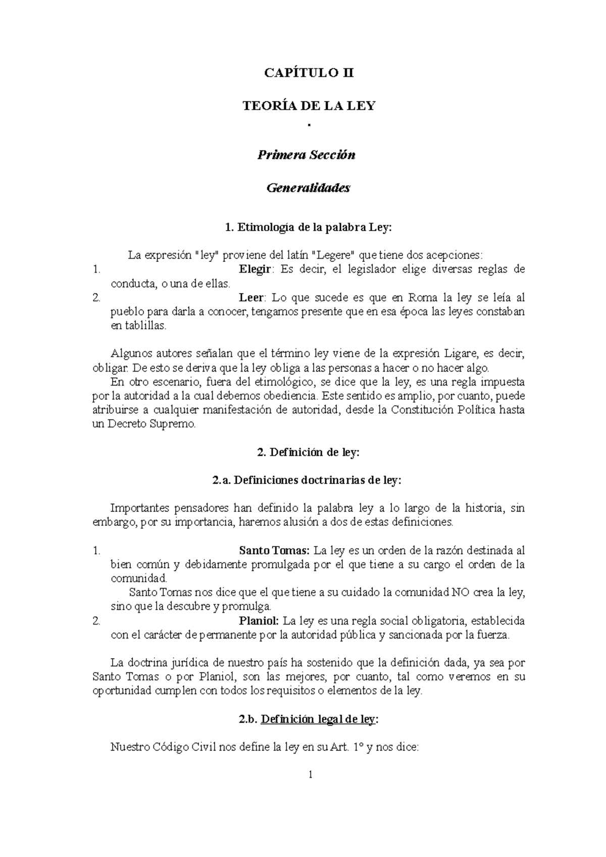 Civil UNO 2).- Teoría de la Ley - CAPÍTULO II TEORÍA DE LA LEY ...