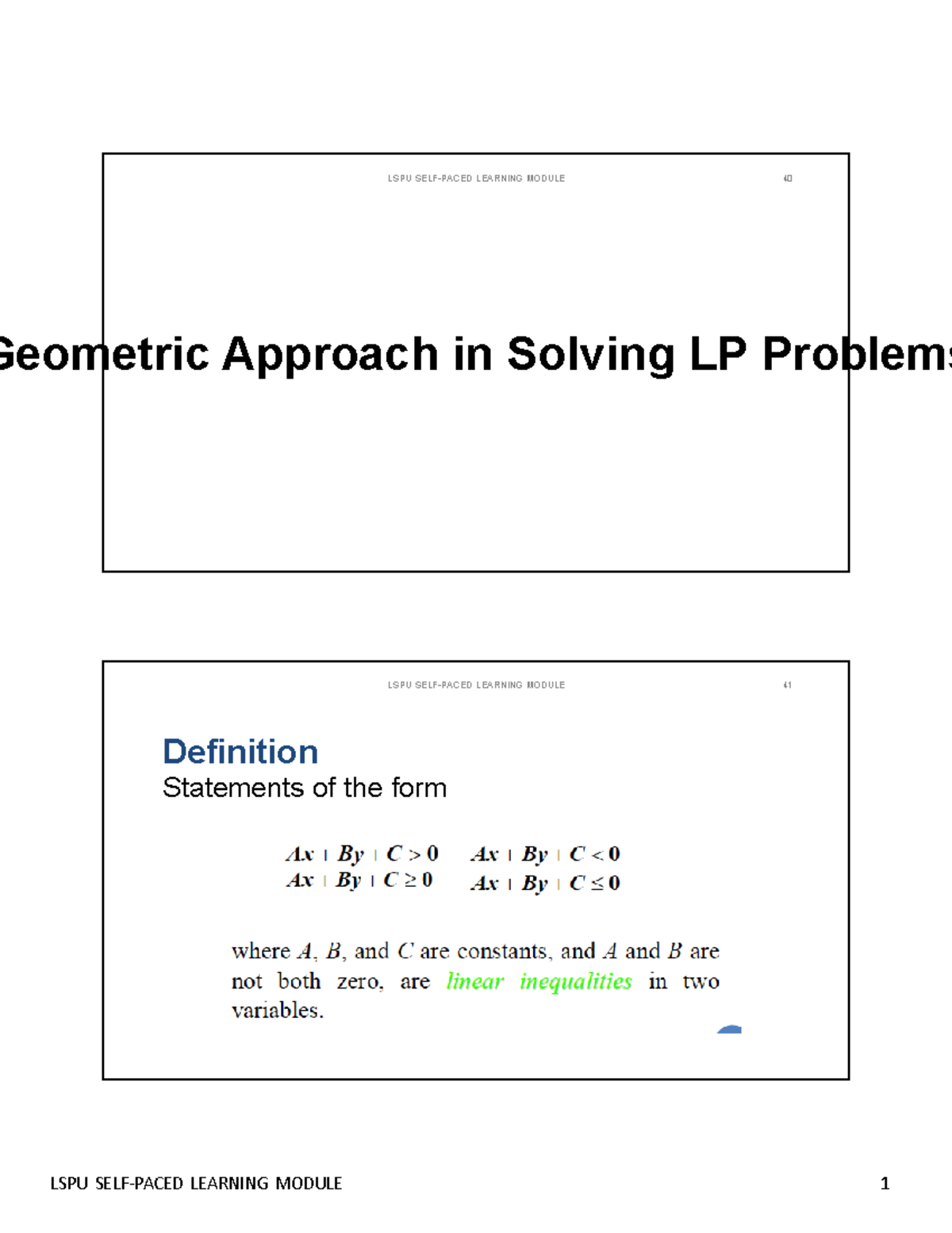 Geometric Approach - Ms. Patricia Quillitis - LSPU SELF-PACED LEARNING ...