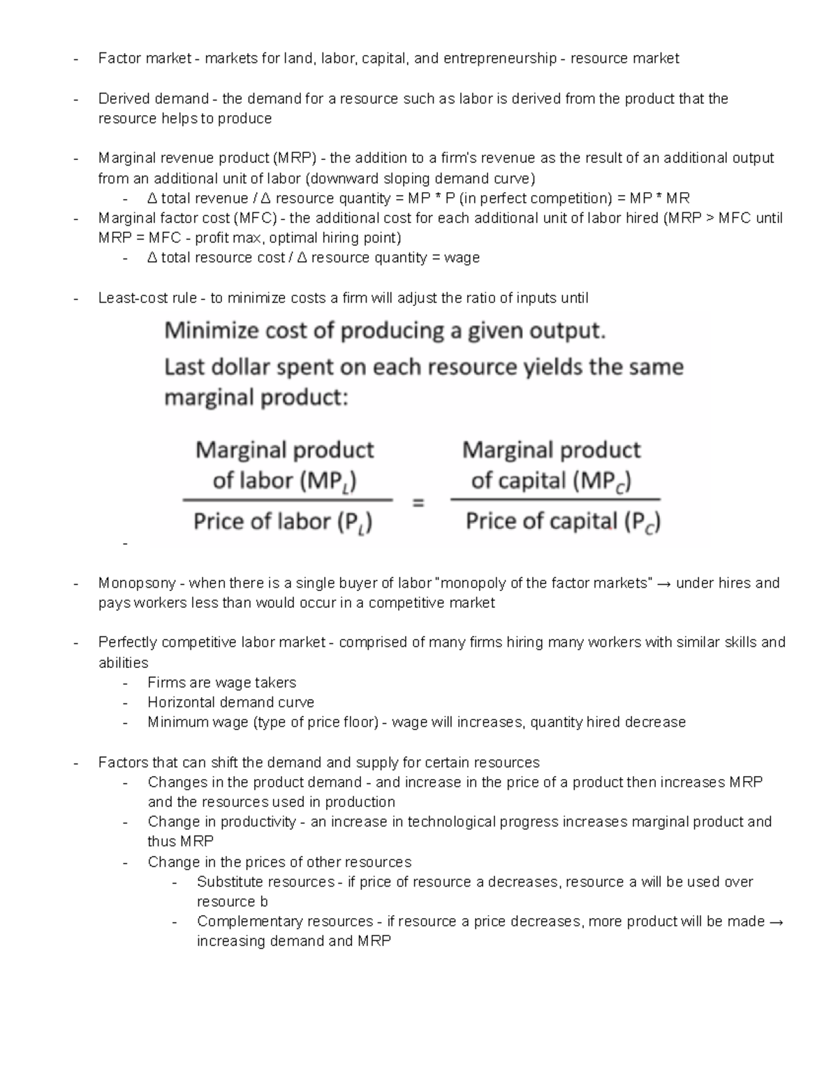 Unit 5 - Factor Markets - Notes - Factor market - markets for land ...