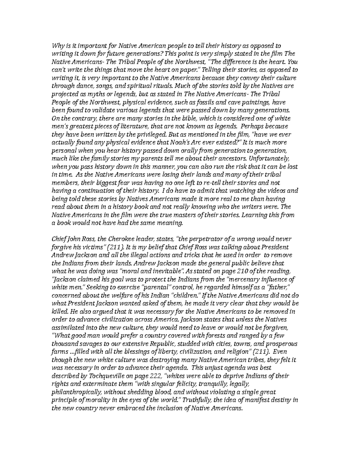 Ethnic Dicussion Submissions 5 and 6 - Why is it important for Native ...