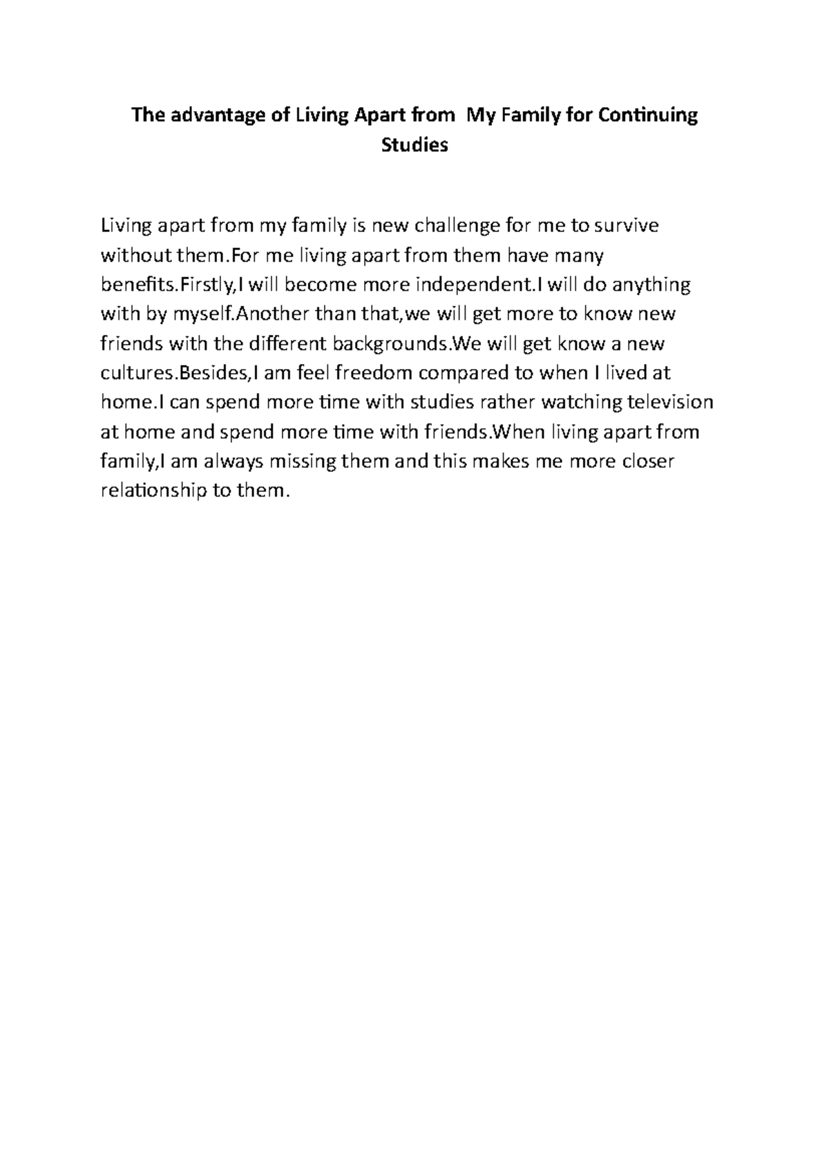 Advantage living apart from family - The advantage of Living Apart from ...