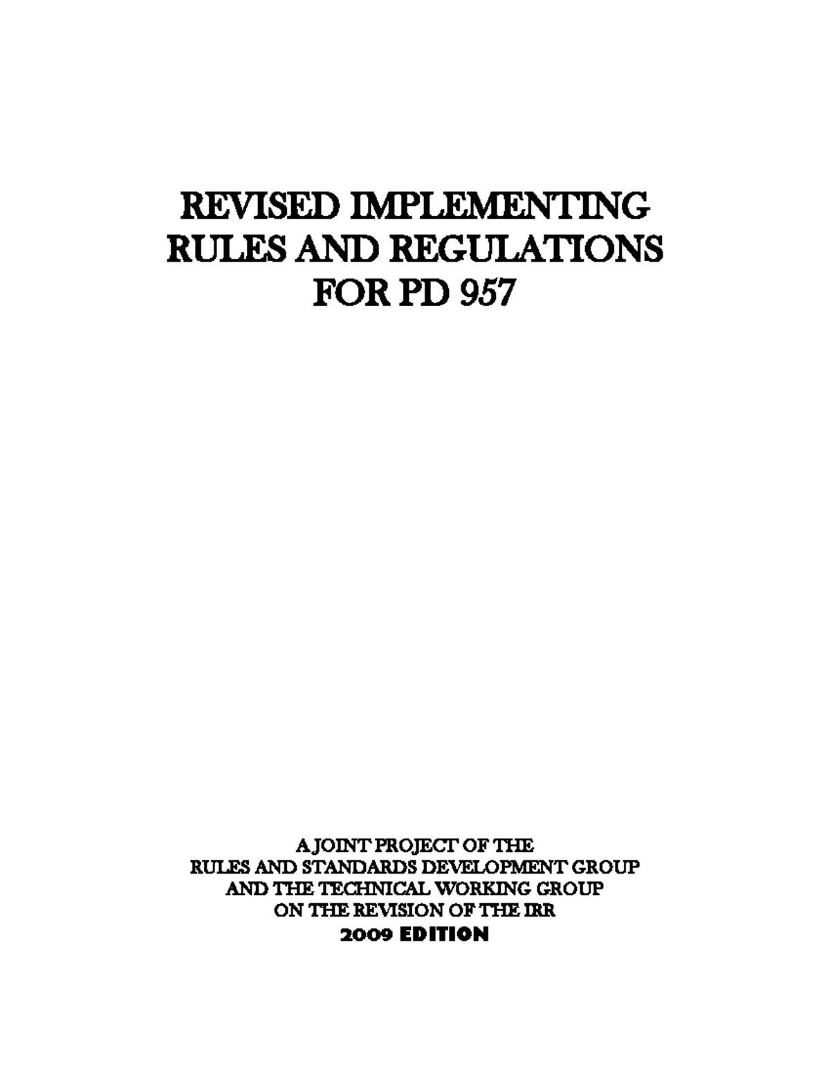 IRR-PD-957 - subdi-law 957 - REVISED IMPLEMENTING RULES AND REGULATIONS ...