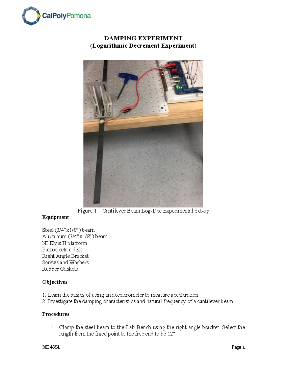 Damping, Log Dec Lab Manual - DAMPING EXPERIMENT (Logarithmic Decrement ...