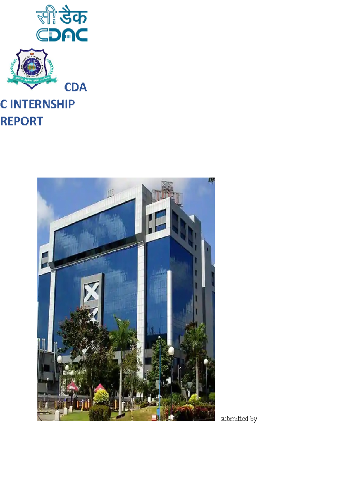 Document 1 - efwefe - CDA C INTERNSHIP REPORT submitted by In partial ...