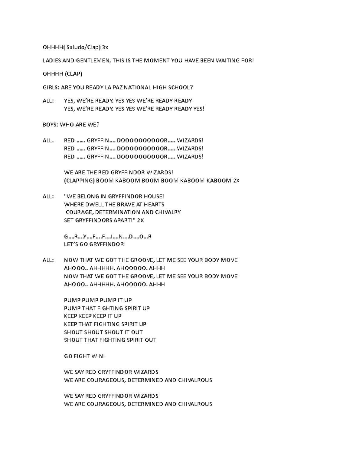 YELL - yell - OHHHH( Saludo/Clap) 3x LADIES AND GENTLEMEN, THIS IS THE ...