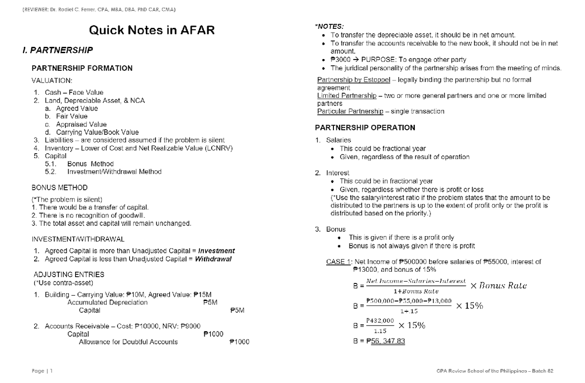 AFAR Notes - BS in Accountancy - Studocu