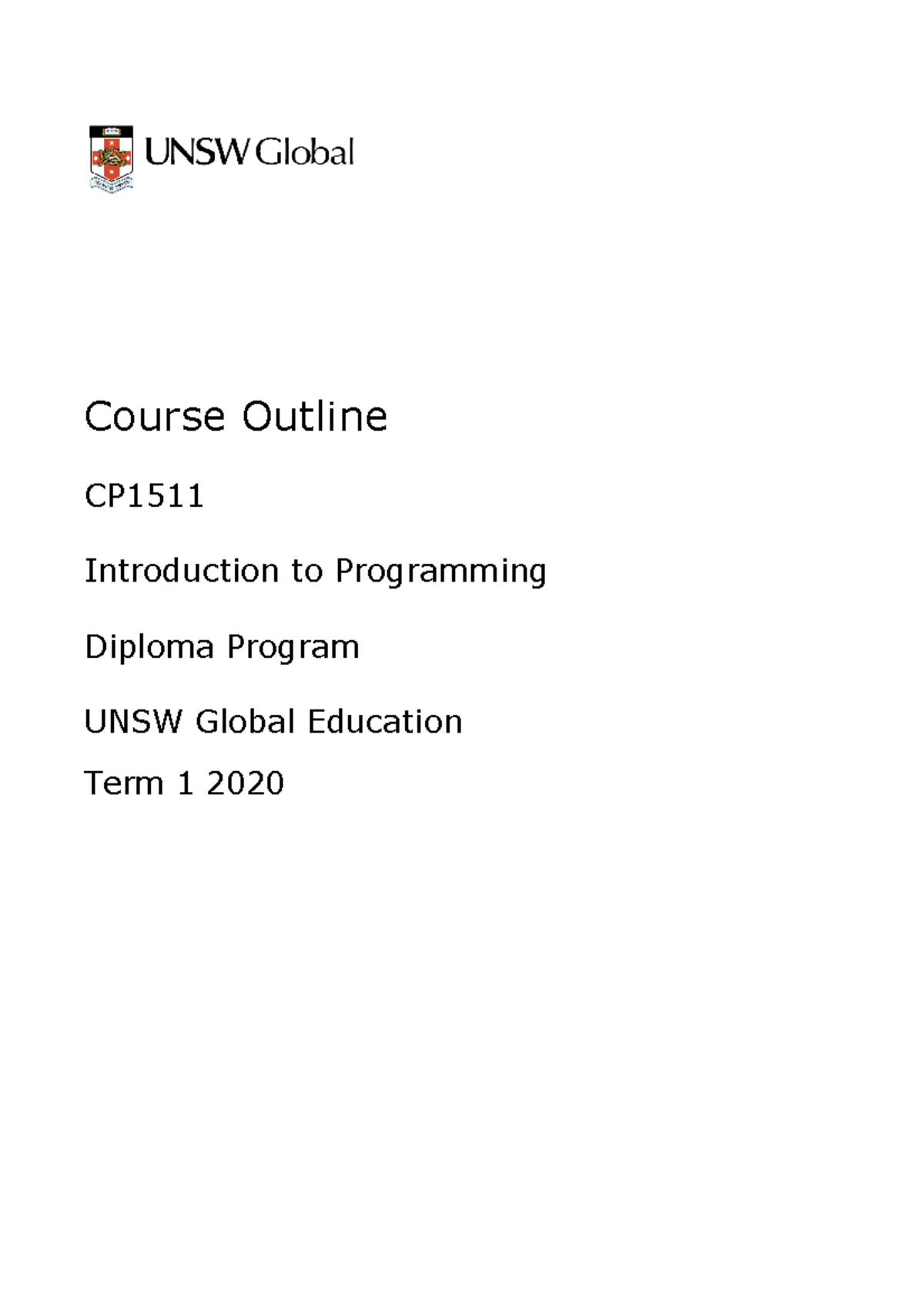 Course Outline - Course Outline CP Introduction to Programming Diploma ...