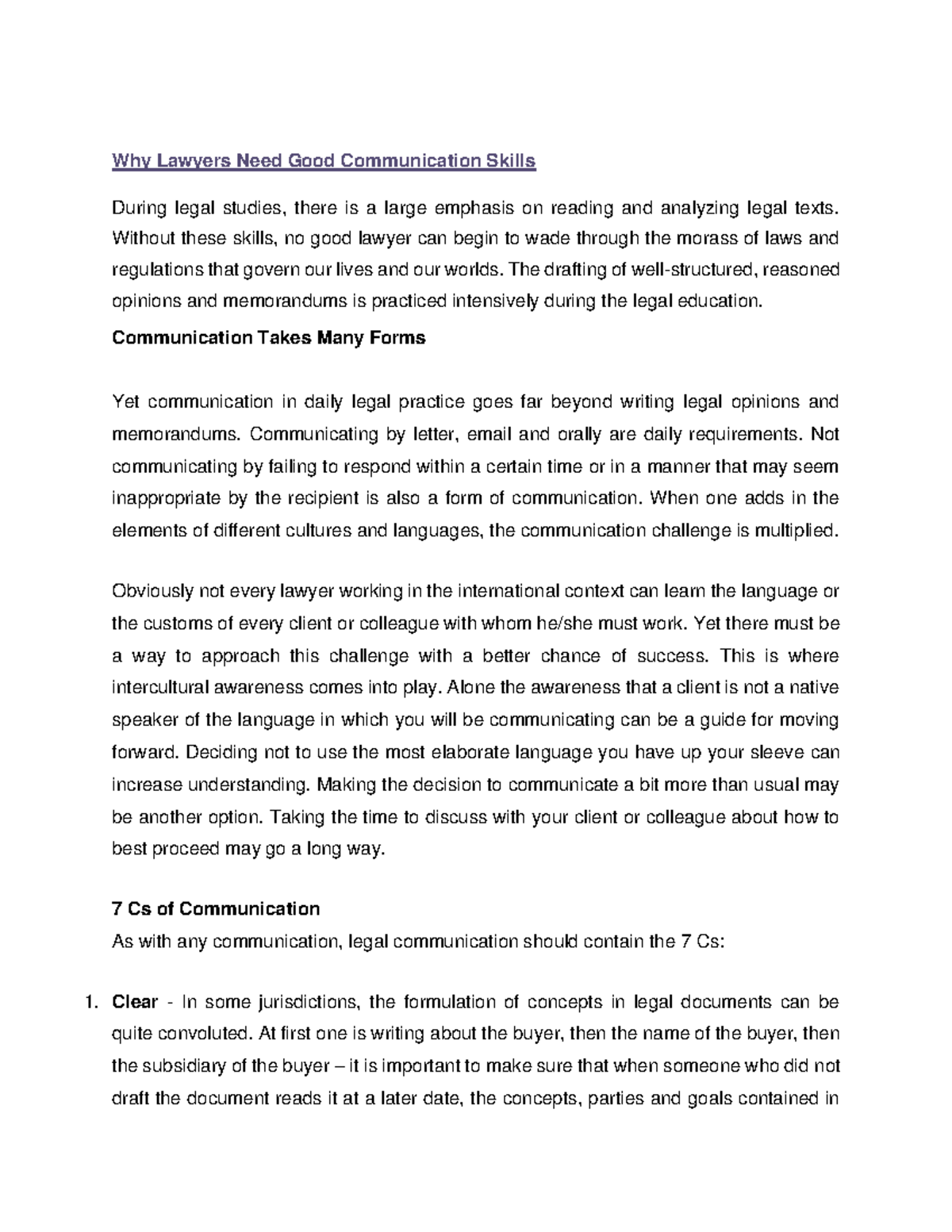 COMM 15 - communication skills notes - Why Lawyers Need Good ...
