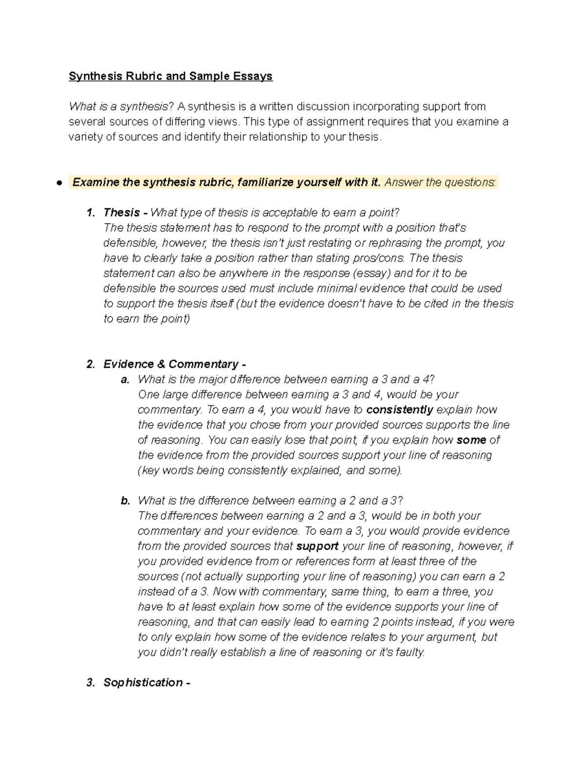 Silvia Pujol - Synthesis Sample Essays & Rubric - Synthesis Rubric and ...