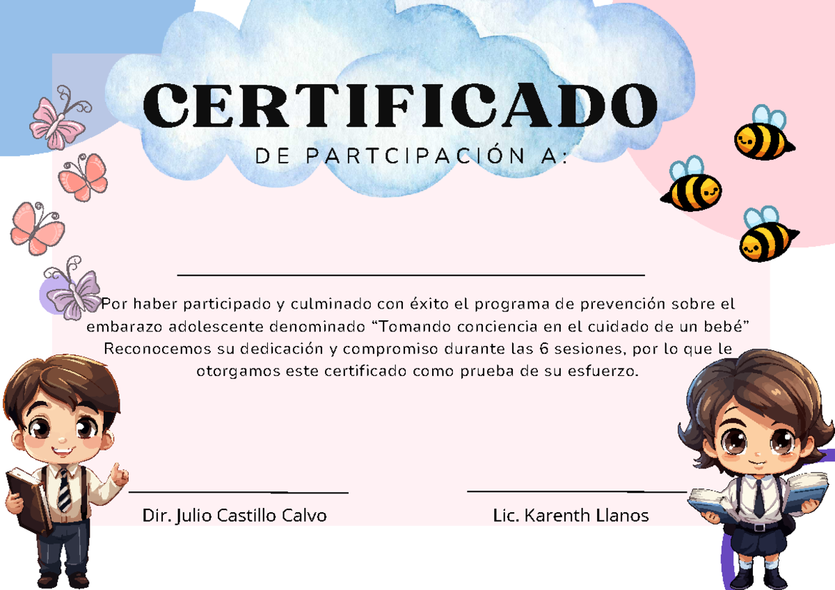 Certificado diploma de participación minimalista bonito estético rosa y ...