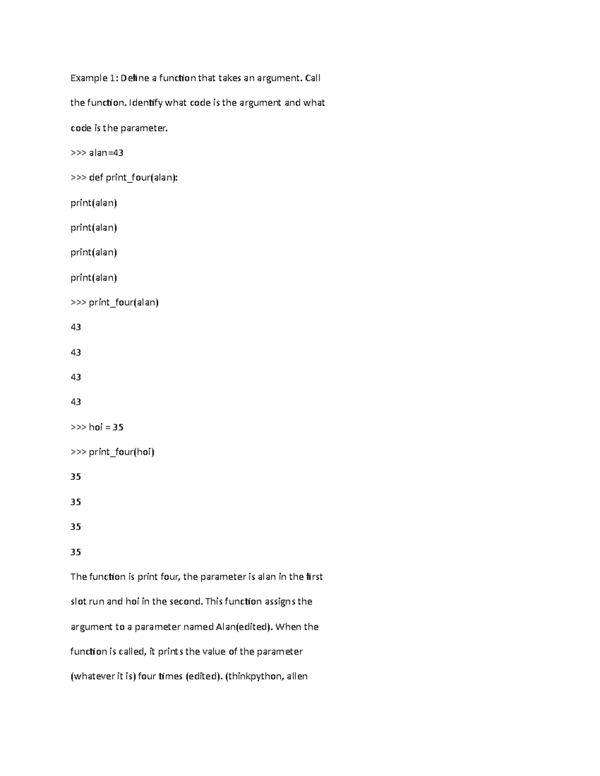 Discusion Week 2 Cs1101 Example 1 Define A Function That Takes An Argument Call The Function