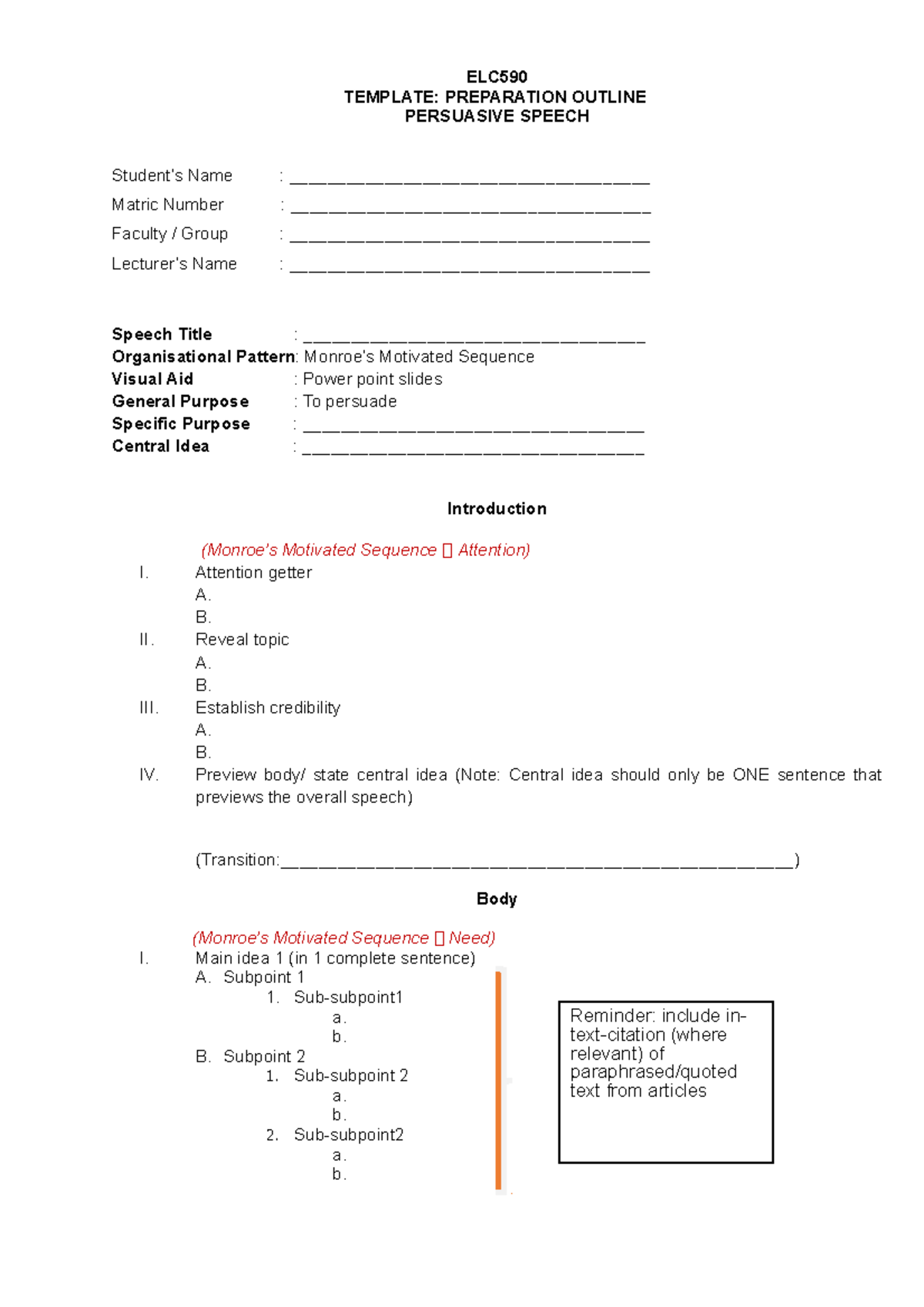 ELC590 PS Outline Template - ELC TEMPLATE: PREPARATION OUTLINE ...