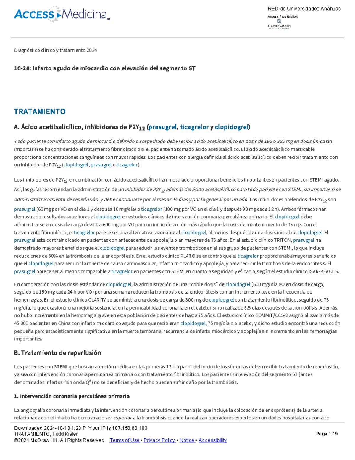Tratamiento IAM ST - Diagnóstico clínico y tratamiento 2024 1028 ...