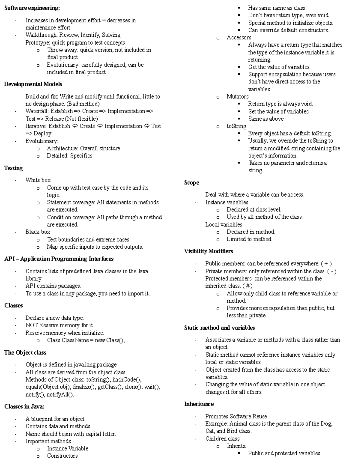 Cheat Sheet v2 - Study Guide - Software engineering: Increases in ...