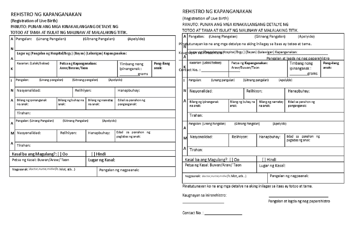 Rehistro-NG- Kapanganakan - REHISTRO NG KAPANGANAKAN (Registration of ...