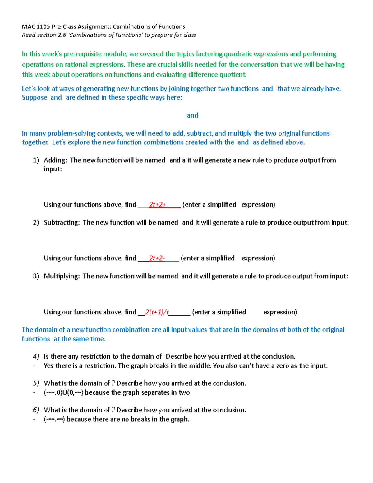 Combinations of Functions - These are crucial skills needed for the conversation that we will be ...