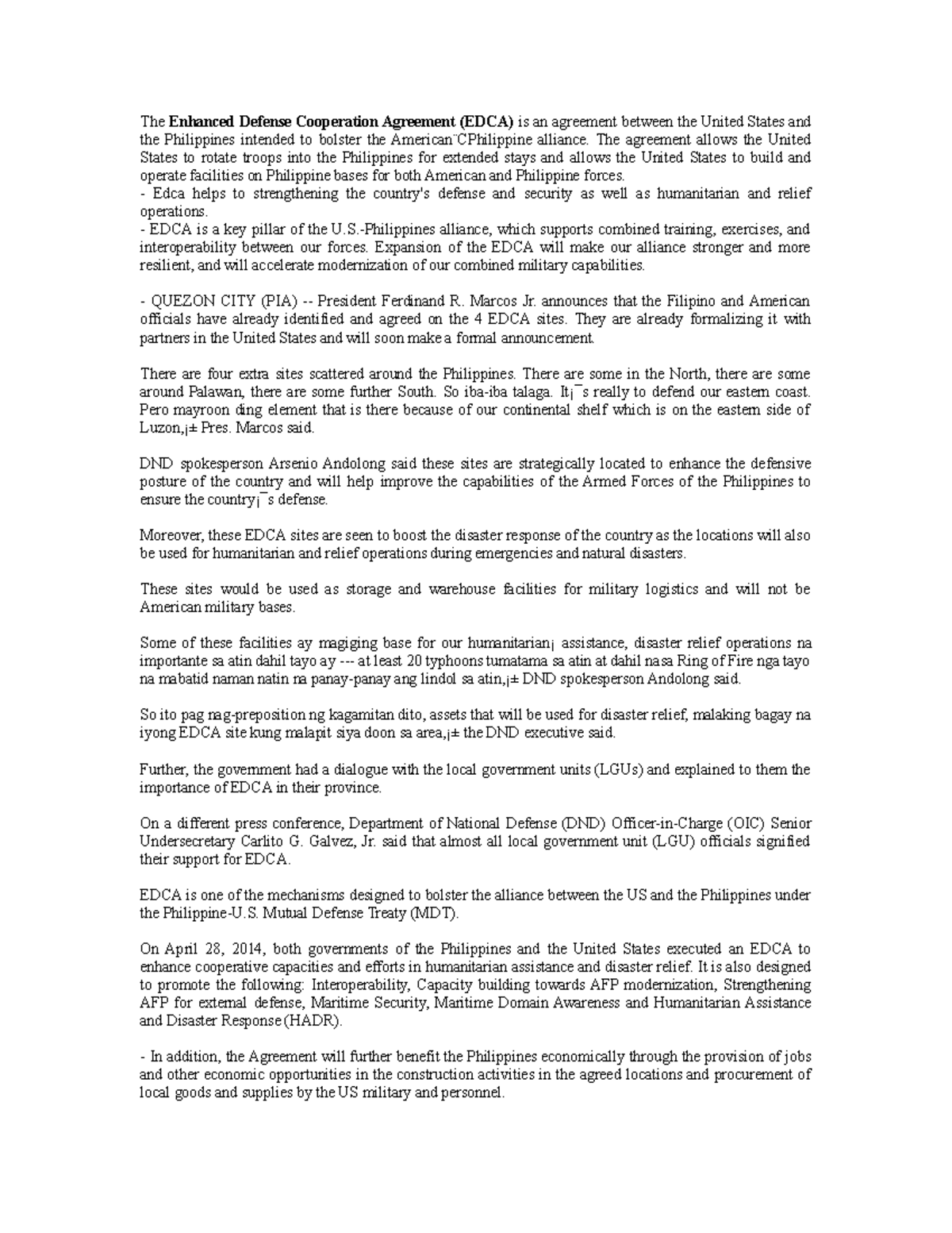 Edca - The Enhanced Defense Cooperation Agreement (EDCA) is an ...