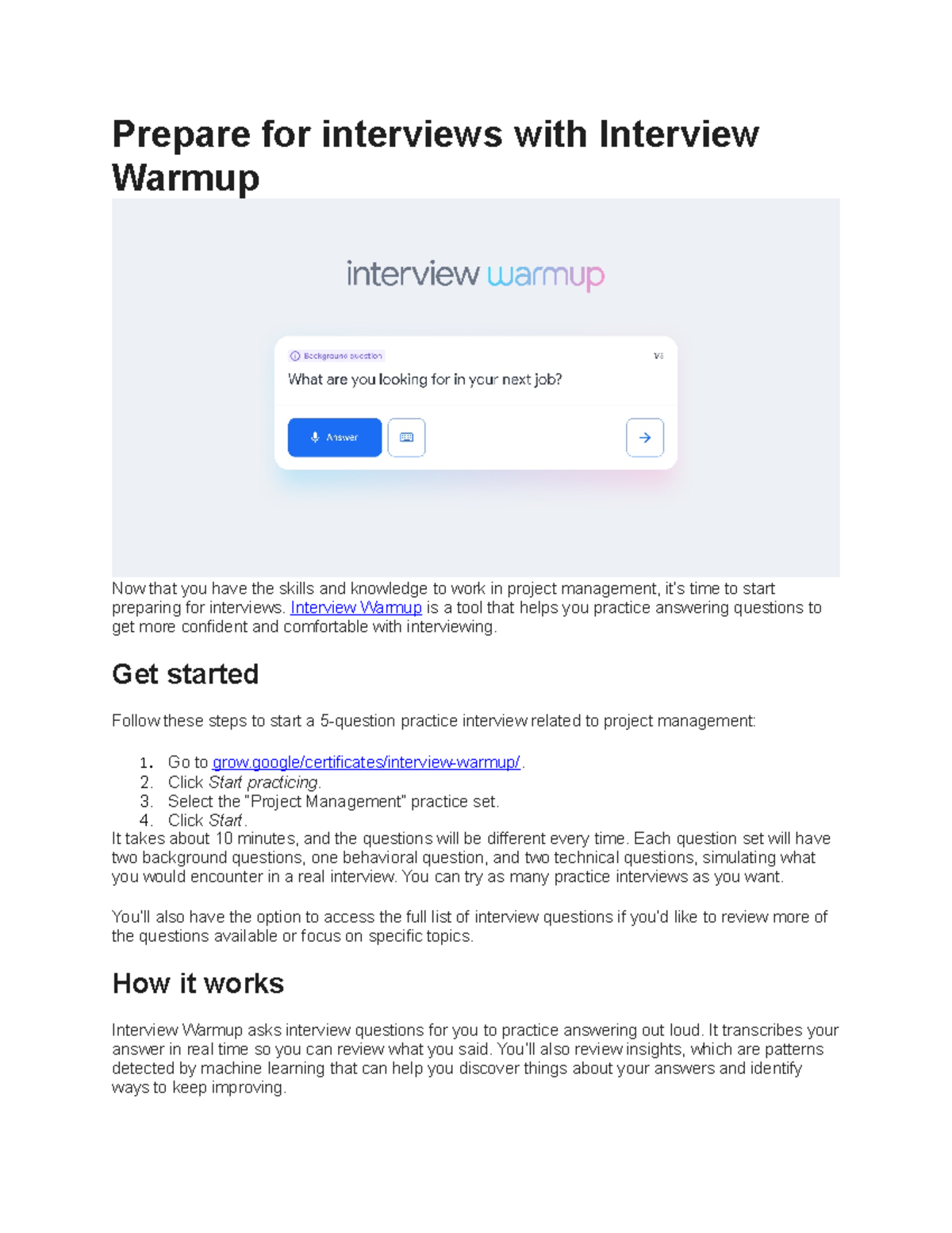 Prepare for interviews with Interview Warmup - Prepare for interviews with Interview Warmup Now ...