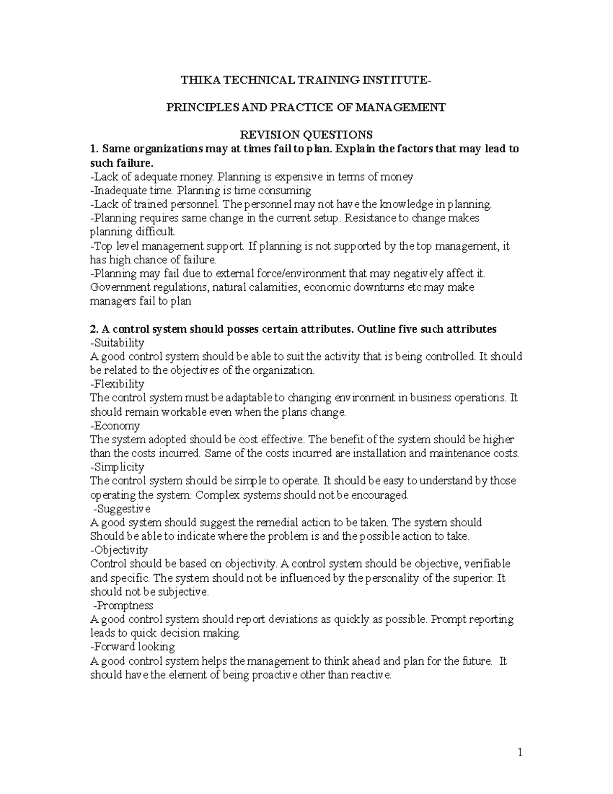 Thika T revision questions PPM - THIKA TECHNICAL TRAINING INSTITUTE ...