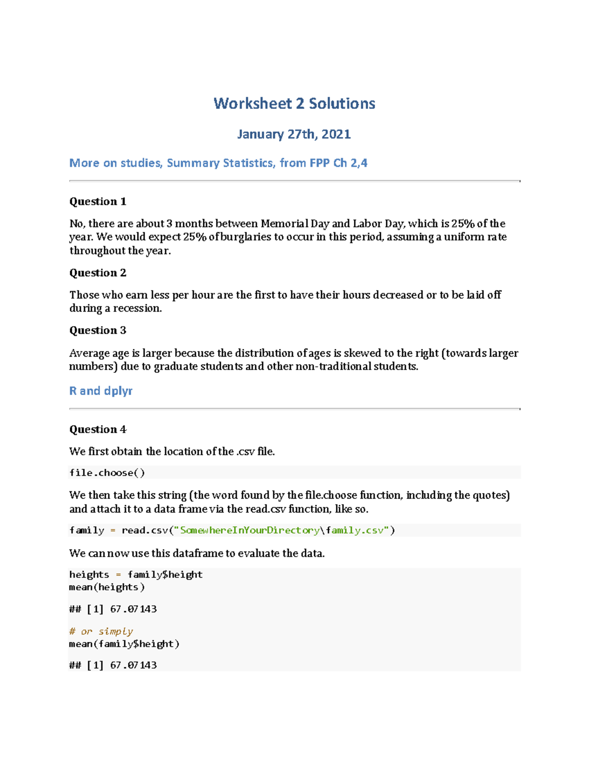 Section 02 Solutions - Worksheet 2 Solutions January 27th, 2021 More on ...