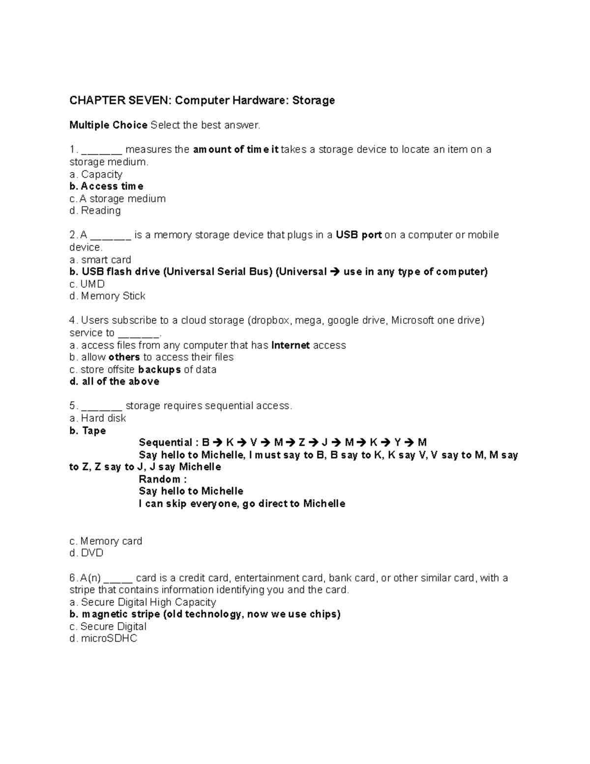 B1869 Tutorial Chapter 7 - CHAPTER SEVEN: Computer Hardware: Storage ...