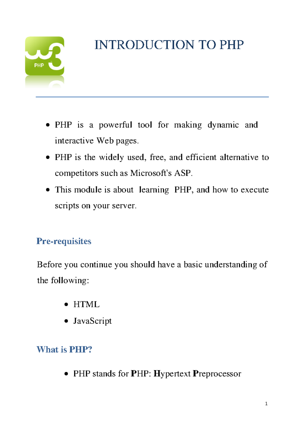 Introduction to PHP - INTRODUCTION TO PHP • PHP is a powerful tool for making dynamic and - Studocu