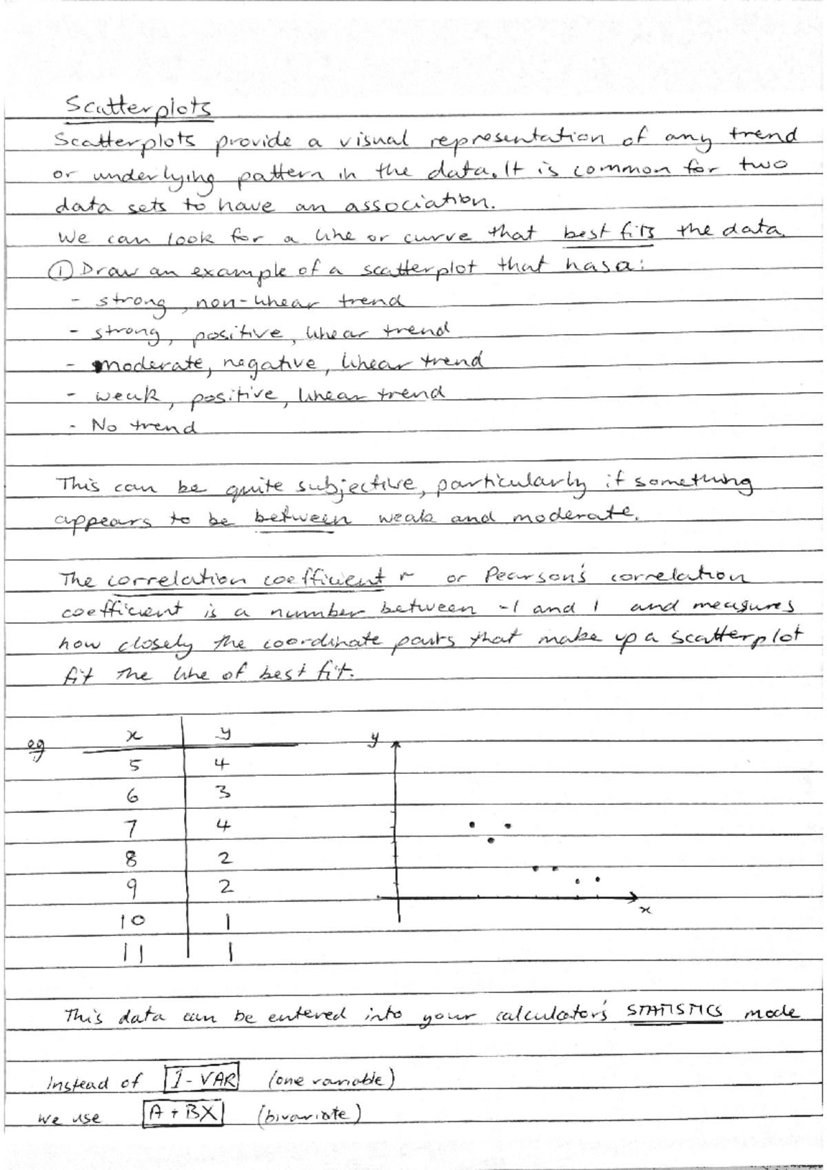 Statistics 4 - Scatterplots Scatterplots provide a visual ...