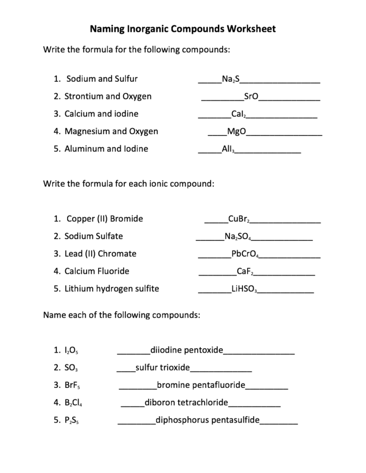Naming Inorganic Compounds - Answer Key - CHEM1000 - Studocu