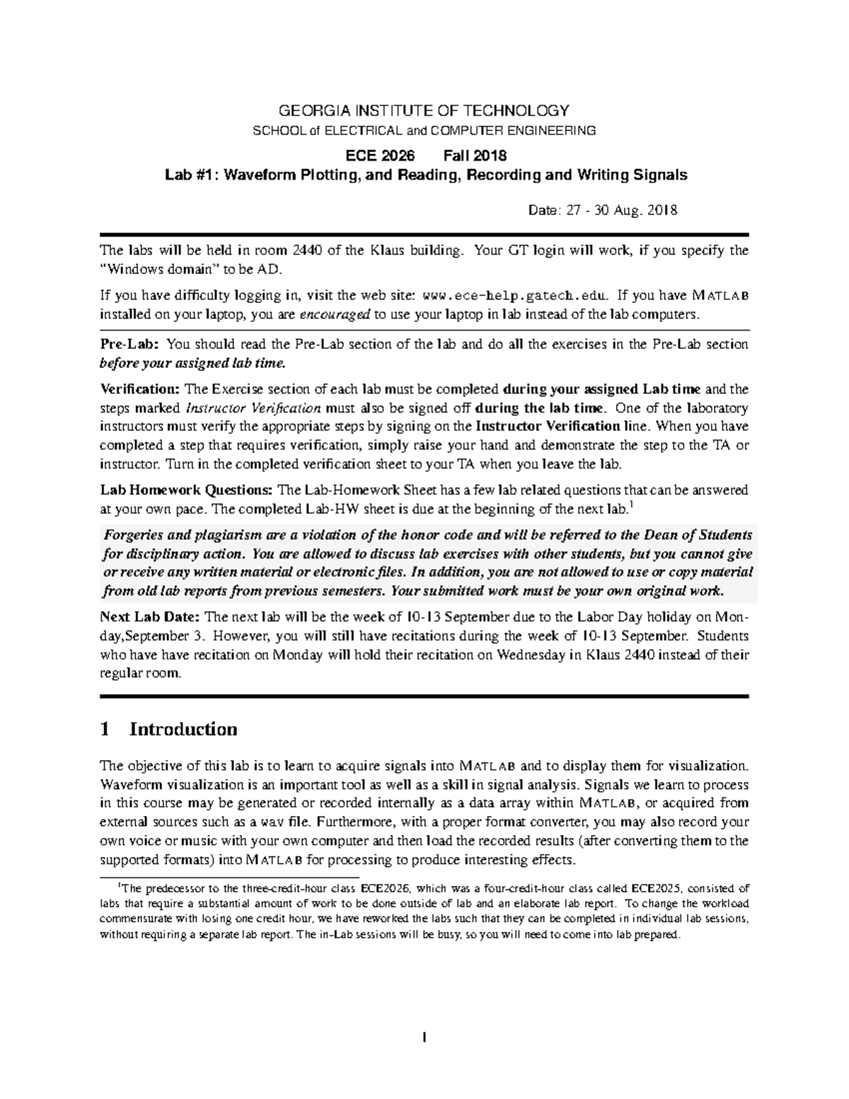 Lab01f18 - sdfg - GEORGIA INSTITUTE OF TECHNOLOGY SCHOOL of ELECTRICAL ...