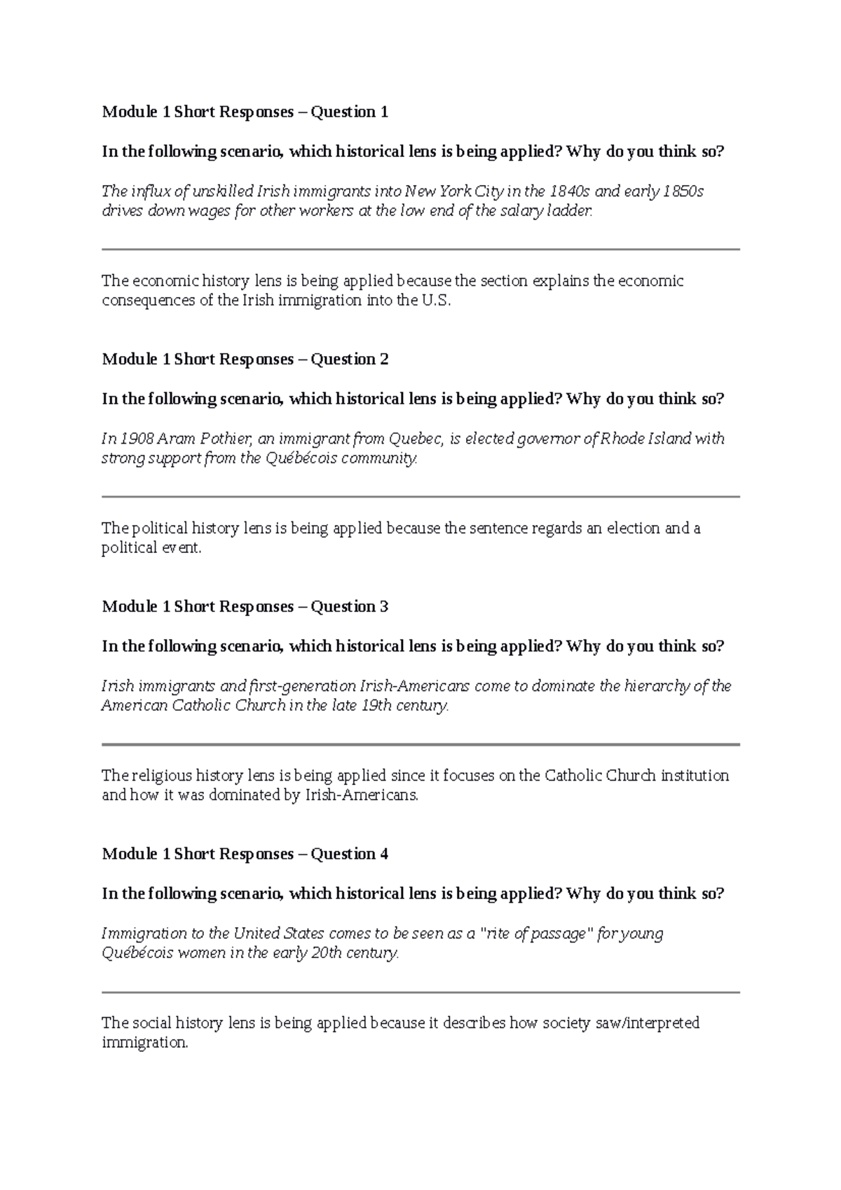 Short answers module 1 - Module 1 Short Responses – Question 1 In the ...