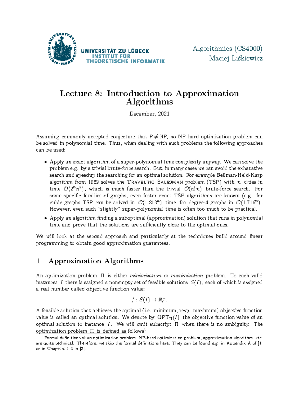 08 Lecture Approx Introduction Algorithmics Cs4000 Maciej Li