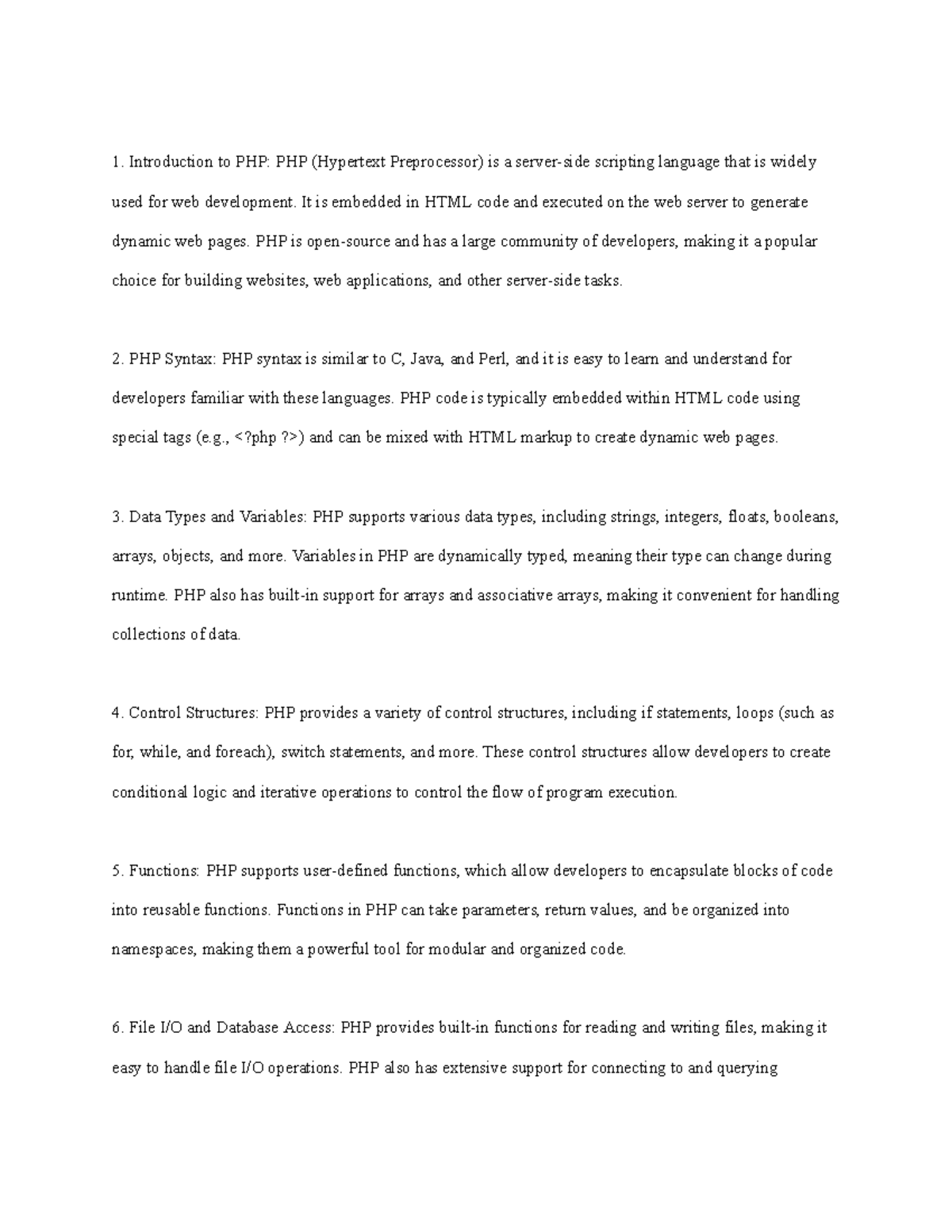 Php Notes Introduction To Php Php Hypertext Preprocessor Is A 2464