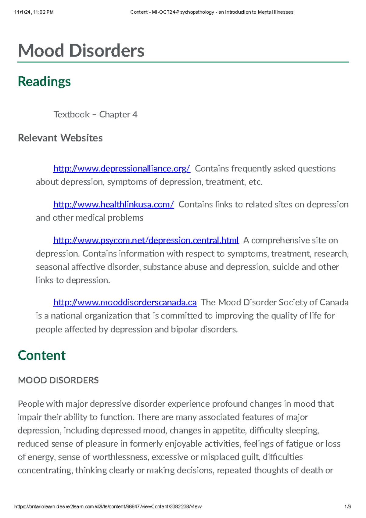 Psychopathology - an Introduction to Mental Illnesses - Mood Disorders ...