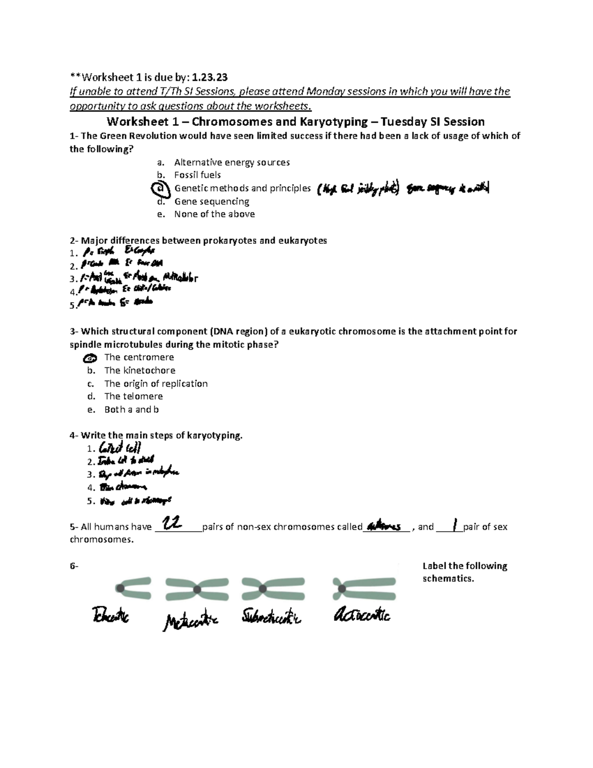 SI Worksheet 1 lecture 1 - **Worksheet 1 is due by: 1. If unable to ...