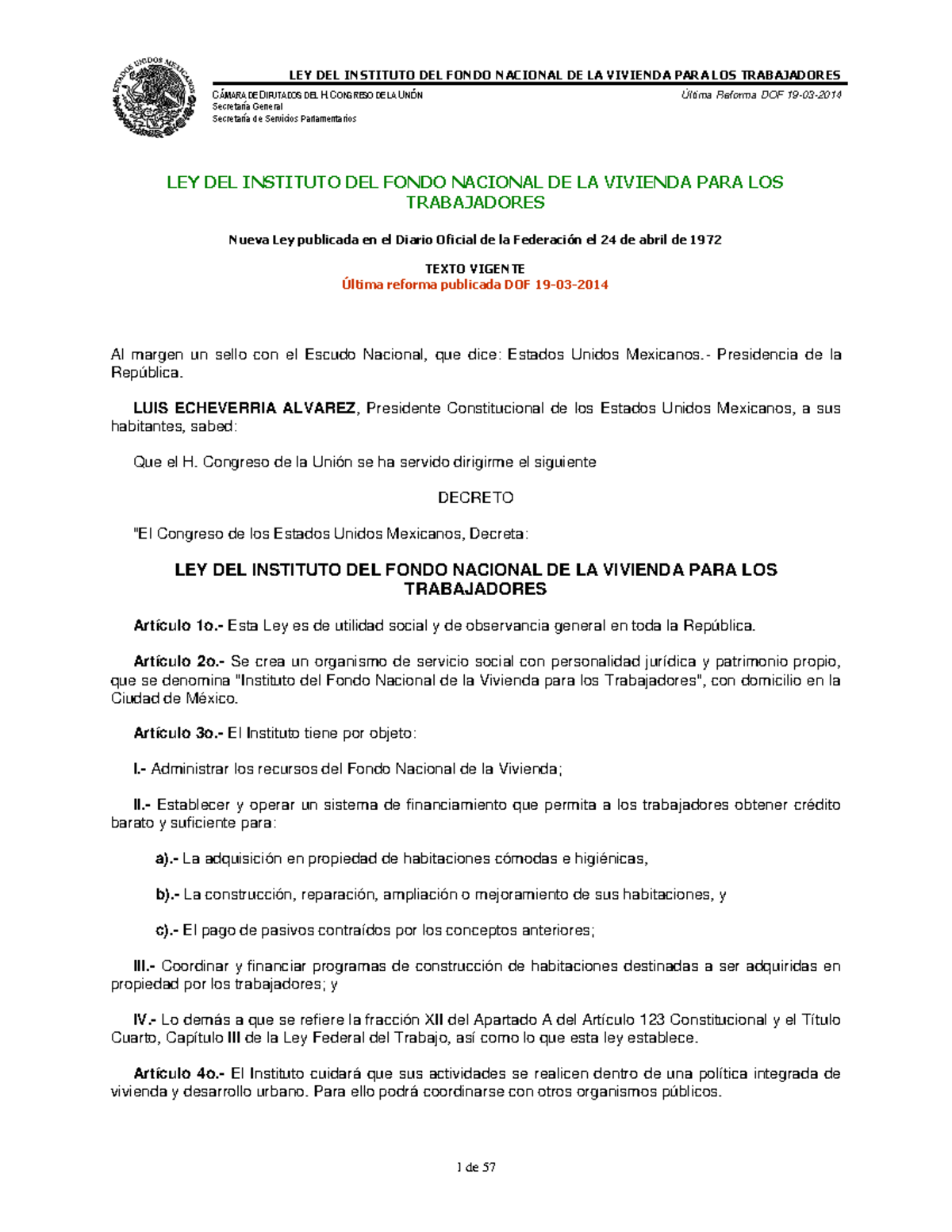 LEY+ Infonavit+19MAR2014 - LEY DEL INSTITUTO DEL FONDO NACIONAL DE LA ...