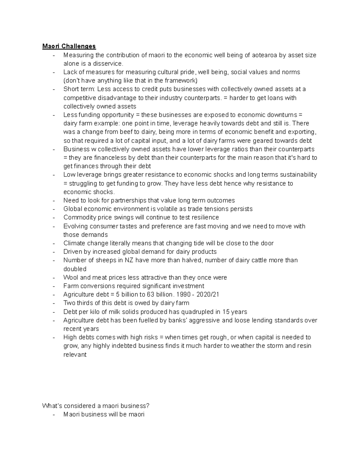 ACCY231 Exam Notes - Maori Challenges - Measuring the contribution of ...