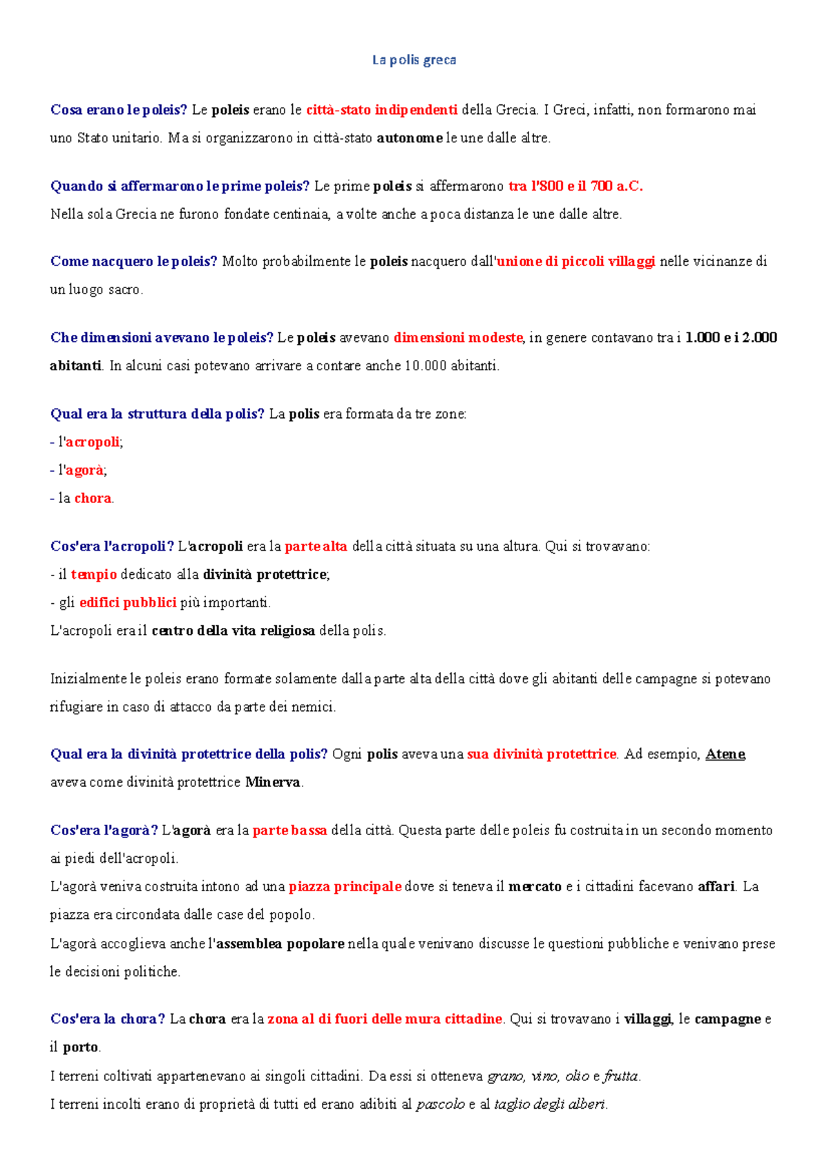 la nascita delle polis greche - La polis greca Cosa erano le poleis? Le ...