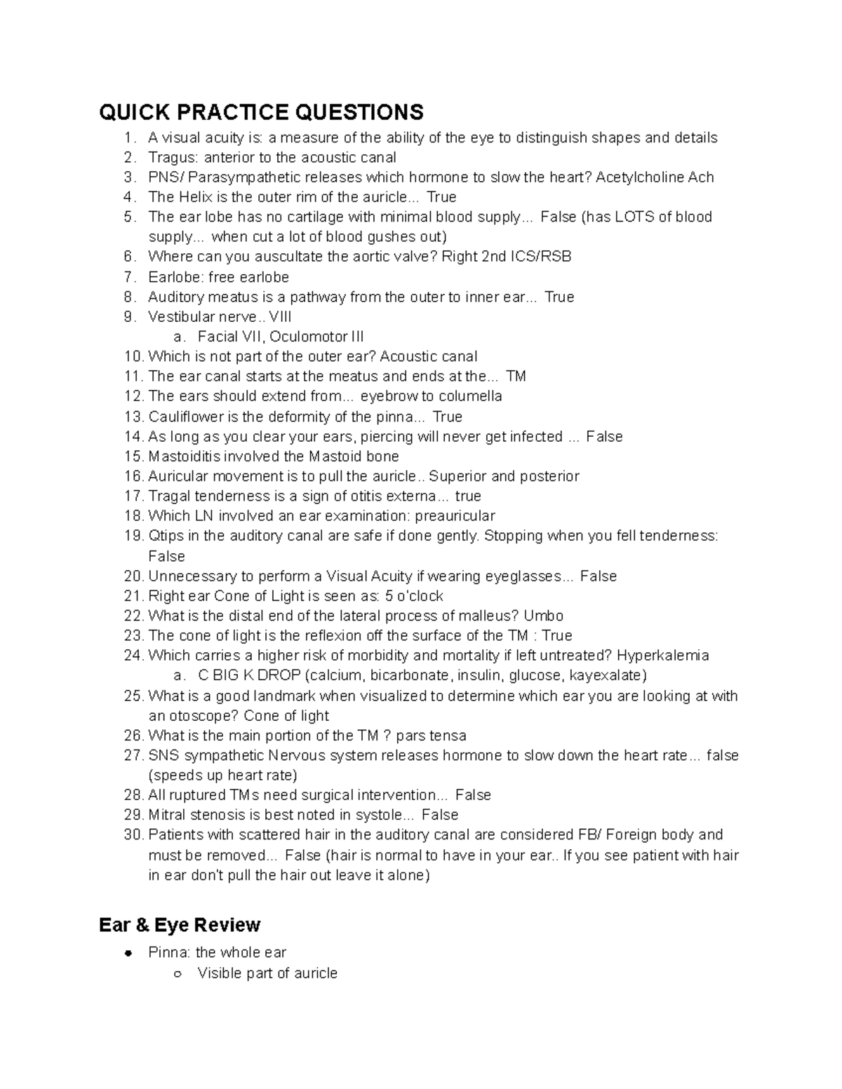 Extra Notes and Practice Questions Bates Assessment - QUICK PRACTICE ...
