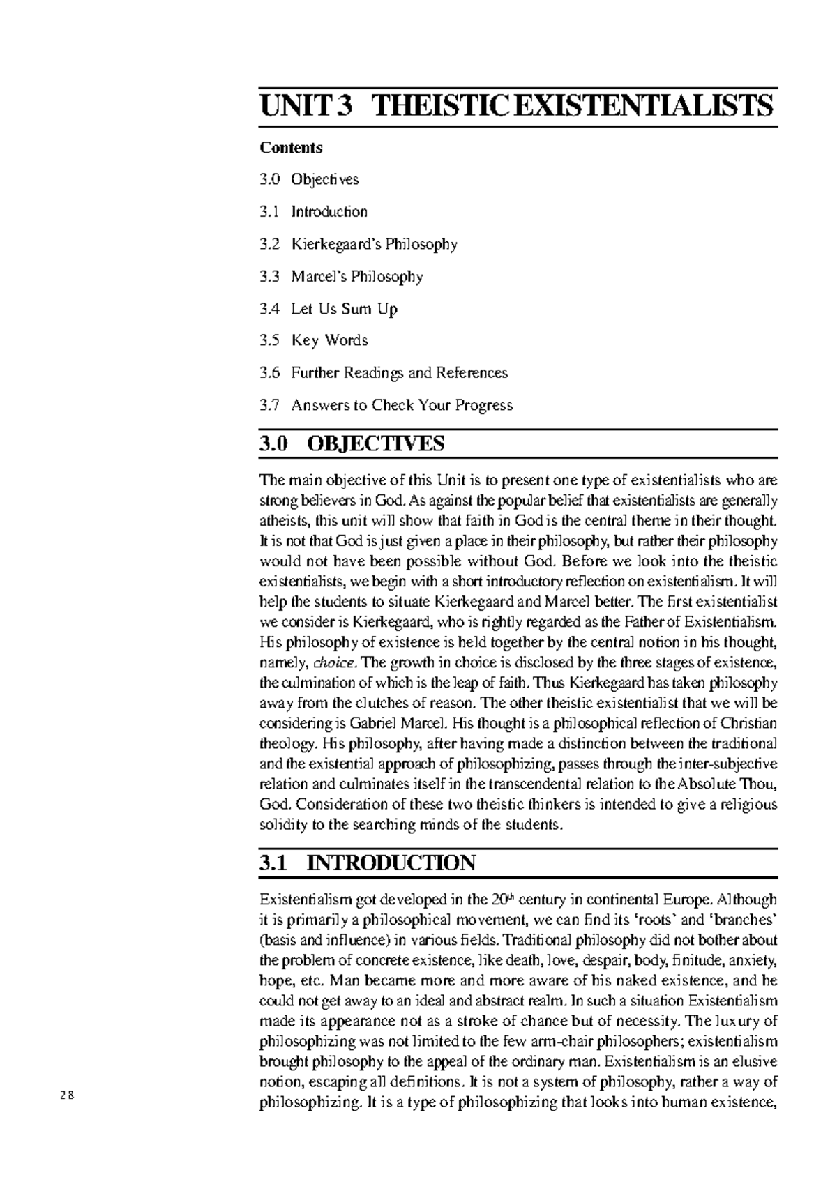Unit-3 - Philosophy - UNIT 3 THEISTIC EXISTENTIALISTS Contents 3 ...