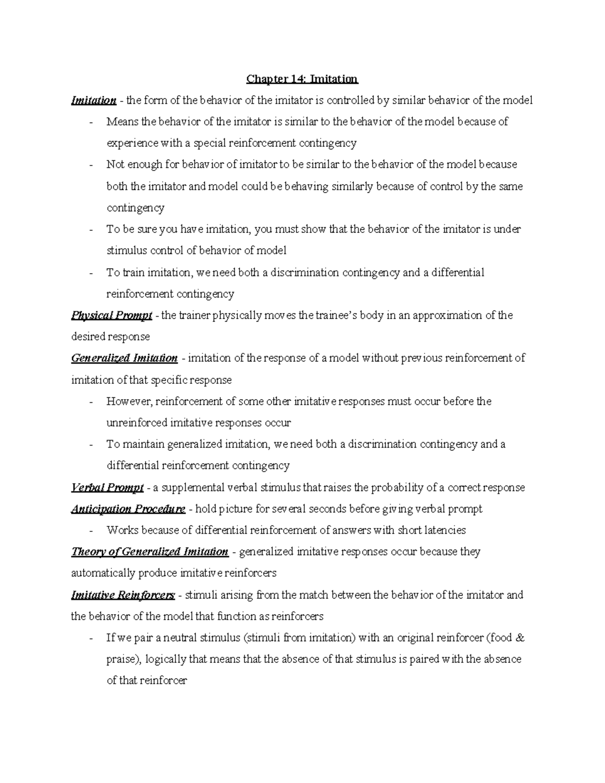 Chapter 14 Imitation - Lecture notes Ch14 - Chapter 14: Imitation ...