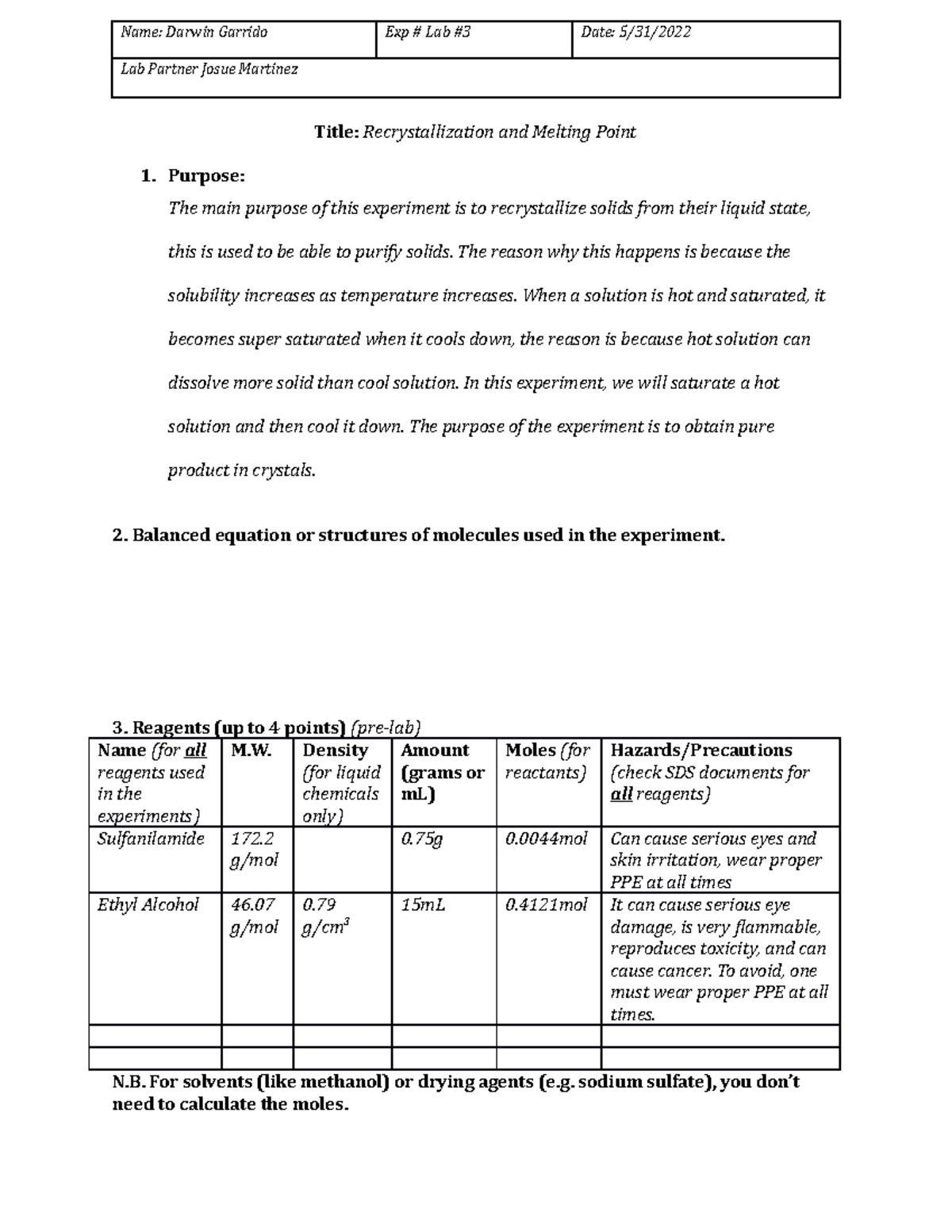 Garrido, D. Lar report 3 - Lab Partner Josue Martinez Title ...