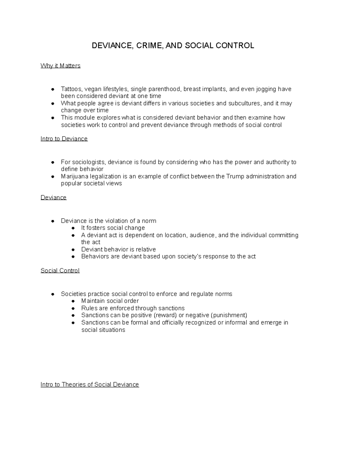 Module 6 Part 1 Deviane, Crime, and Social Control - DEVIANCE, CRIME ...