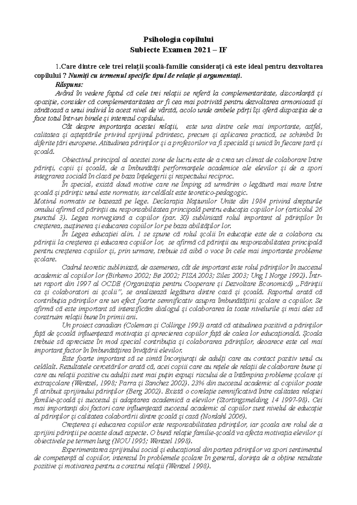 Examen psih copilului - Psihologia copilului Subiecte Examen 2021 – IF ...