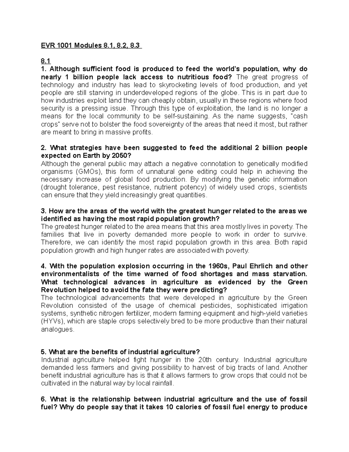 EVR 1001 Modules 8 - N/a - EVR 1001 Modules 8, 8, 8. Although ...